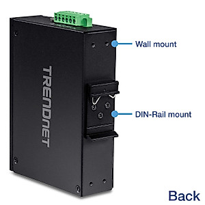 TRENDnet 8-Port Industrial Unmanaged Fast Ethernet DIN-Rail Switch, TI-E80 8 x Fast Ethernet Ports, 1.6Gbps Switching Capacity, IP30 Metal Switch, Lifetime Protection, Black