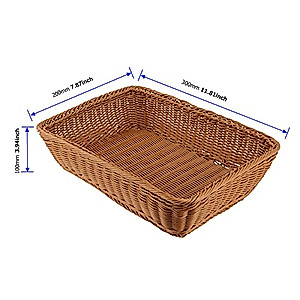 4 Pack 11.8 Inches Poly Wicker Woven Bread Baskets, Imitation Rattan Baskets, Poly Woven Baskets for Fruit, Food, Vegetables2