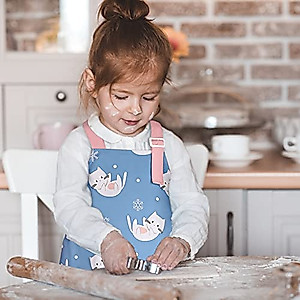FUSOTO Cat Kids Aprons for Boys Girls, Arts and Crafts for Kids, Kids Kitchen Cooking Waterproof Apron for Ages 6-12, Kids Artist Painting Apron with Pockets