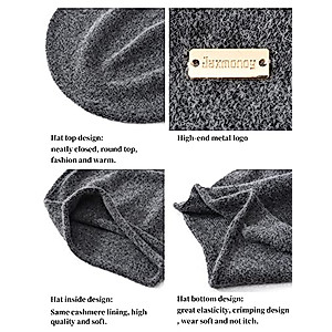 jaxmonoy Cashmere Slouchy Knit Beanie Hat for Women Winter Soft Warm Ladies Wool Knitted Skull Beanies Cap - Dark Grey