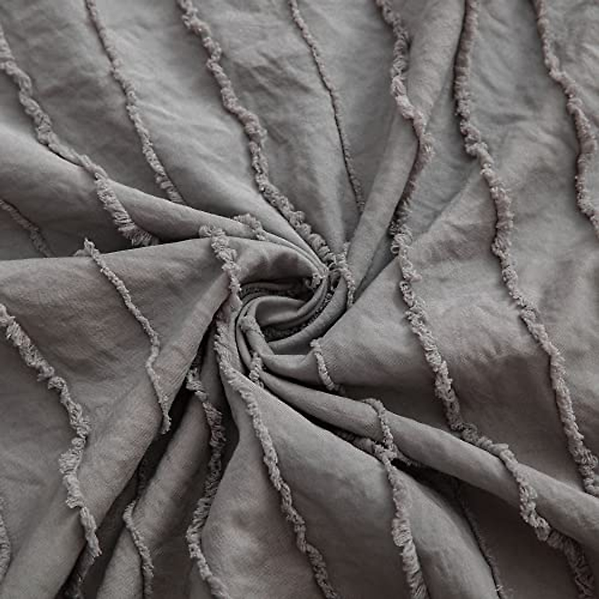 JELLYMONI 2 Pack Grey Pillowcases Standard Size, Soft Microfiber Striped Tufted Pillow Covers with Envelope Closure (Pillows are not Included)