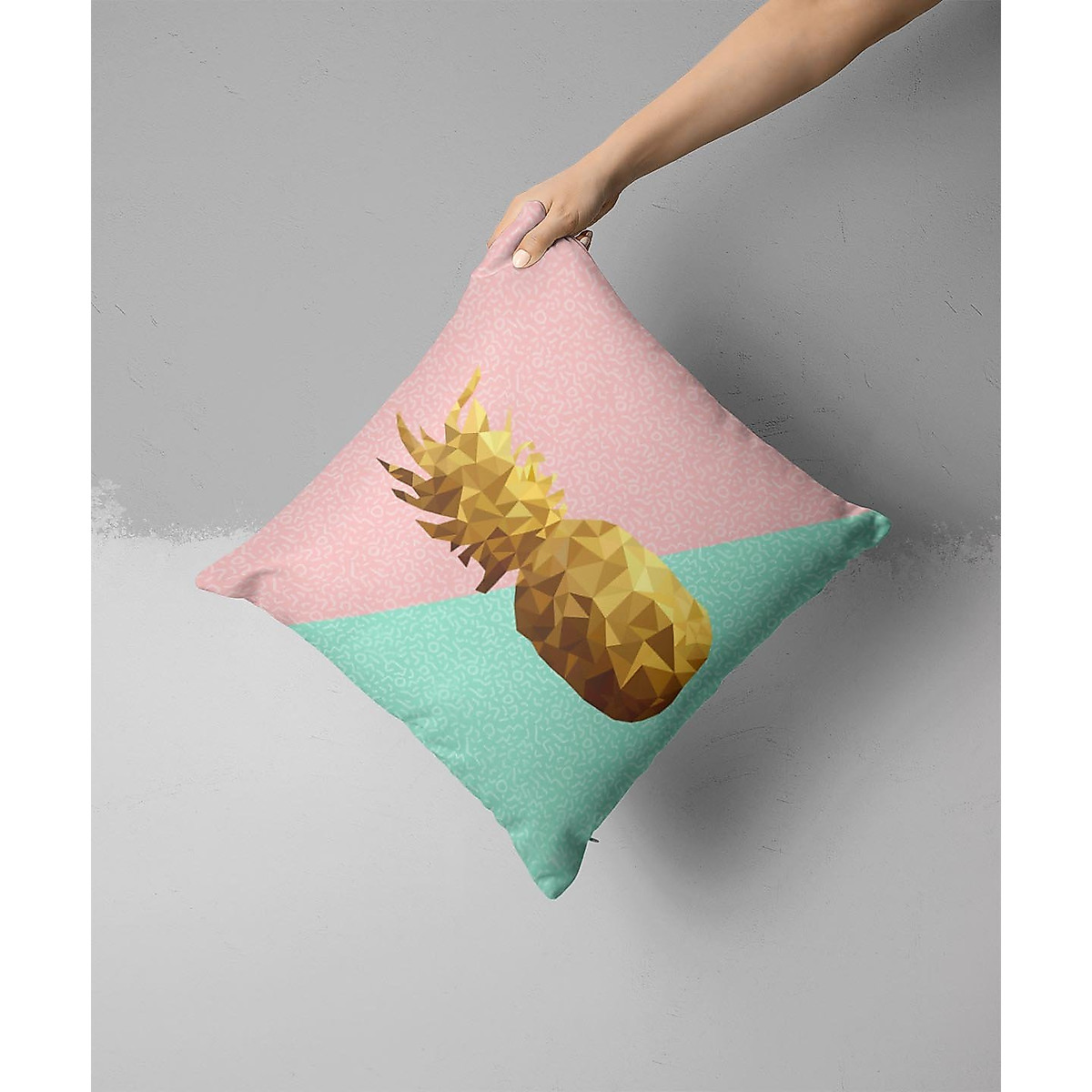 iiRov Summer Design Ink-Fuzed Decorative Throw Pillow - Geometric Summer Pineapple v1
