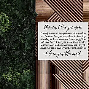 Romantic Quote When I Say I Love You More Canvas Wall Art Print Poster Painting Framed Love Artwork for Home Wedding Decor 12 X 15 Inch