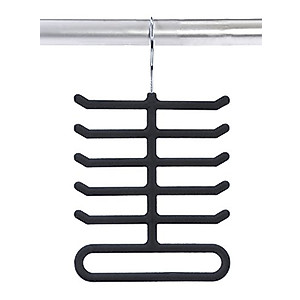 HangerWise 2-Pack Non-Slip Velvet Tie Hanger Organizer Rack | Large Ringed Bottom | Charcoal Grey Brand