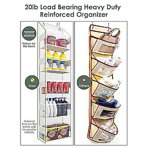 PHOTOONE 5-tier Over The Door Storage Hanging Organizer, Clear Hanging Storage Pantry Organizer, Large Capacity Door Organizer for Closet, Bedroom, Baby Nursery, Bathroom and Sundries