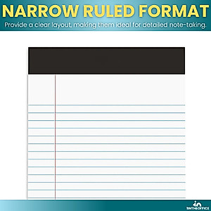 1InTheOffice Jr Legal Pads,Small Legal Notepads, 5" x 8", Narrow Ruled Note Pad, White, 50 Sheets/Pad, 12 Pads/Pack