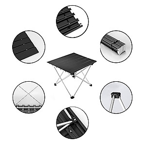 Outry Lightweight Aluminum Folding Table, Portable Camp Table, Outdoor ...