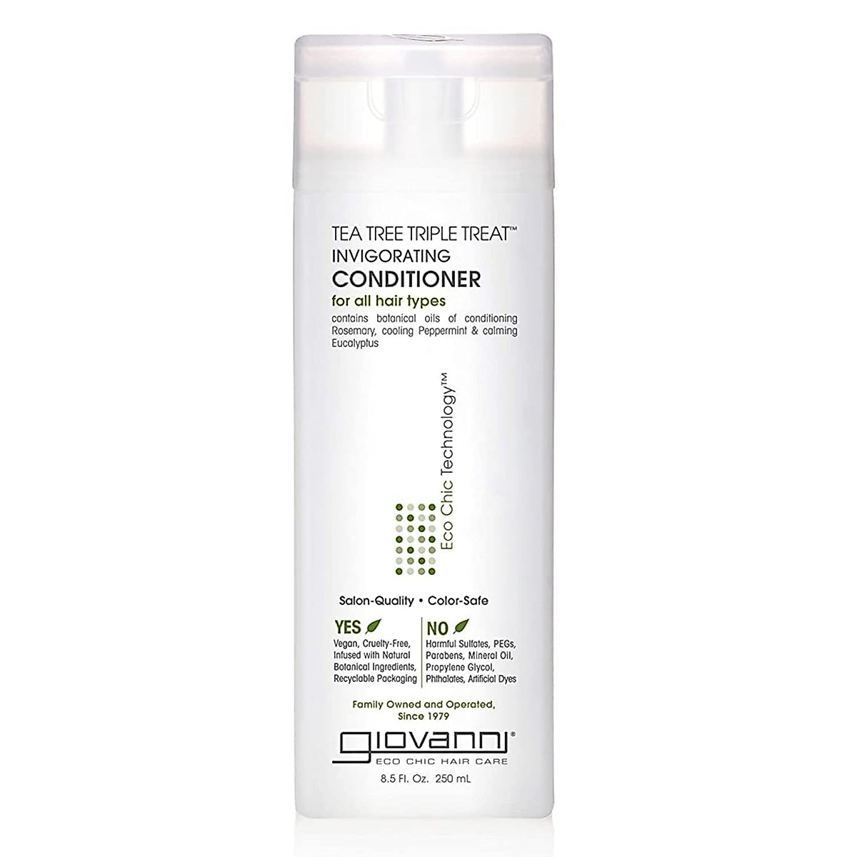 GIOVANNI Tea Tree Triple Treat Invigorating Conditioner - Cooling Peppermint, Eucalyptus, Rosemary, Helps Dry Flaking Scalp, Paraben Free, Helps to Moisturize, Smooth & Detangle- 8.5 oz (1 Pack)