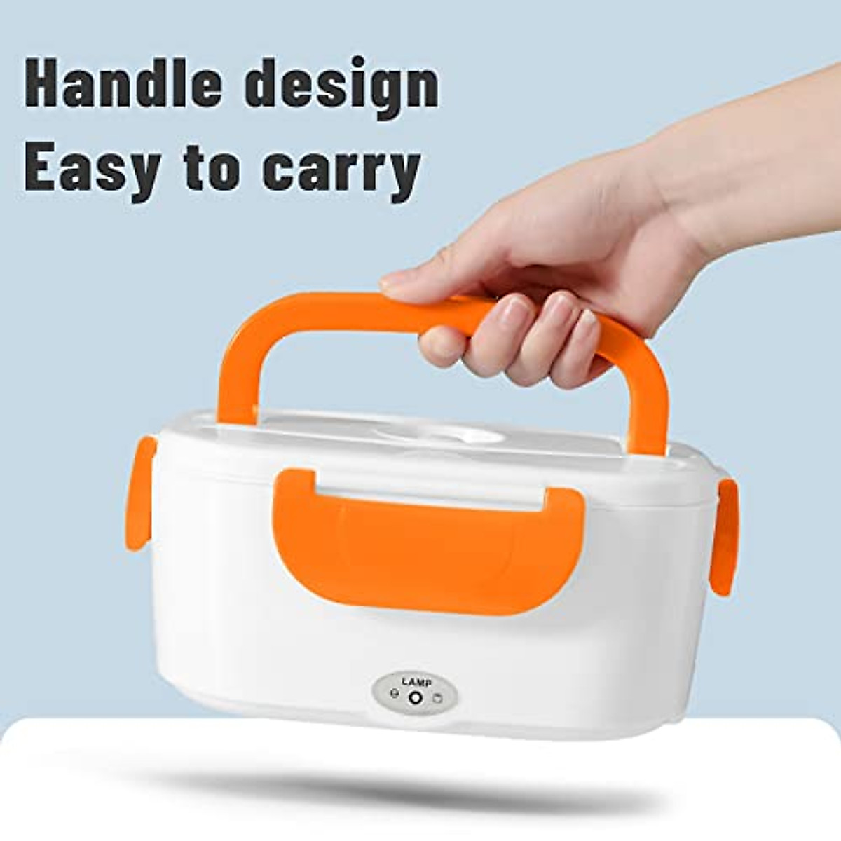 INVODA Electric Lunch Box 110V Food Heating Lunch Hot Box Portable Insulated Bento Box Electric Lunch Container for Office Travel Home (Orange)