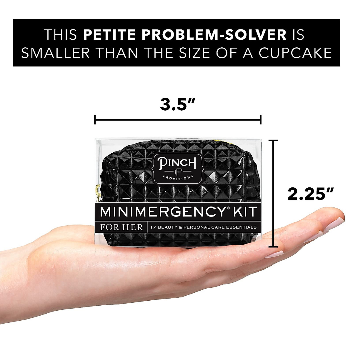 Pinch Provisions Minimergency Kit, Includes 17 Travel-Sized Cosmetic Essentials, Convenient for Purses, Emergency Beauty Accessories, Gifts for Holiday’s & Birthday’s, Edge Black