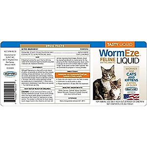 Durvet Wormeze Feline Liquid Wormer for Cats & Kittens 4oz.… (New - 4 Fl Oz (Pack of 1))