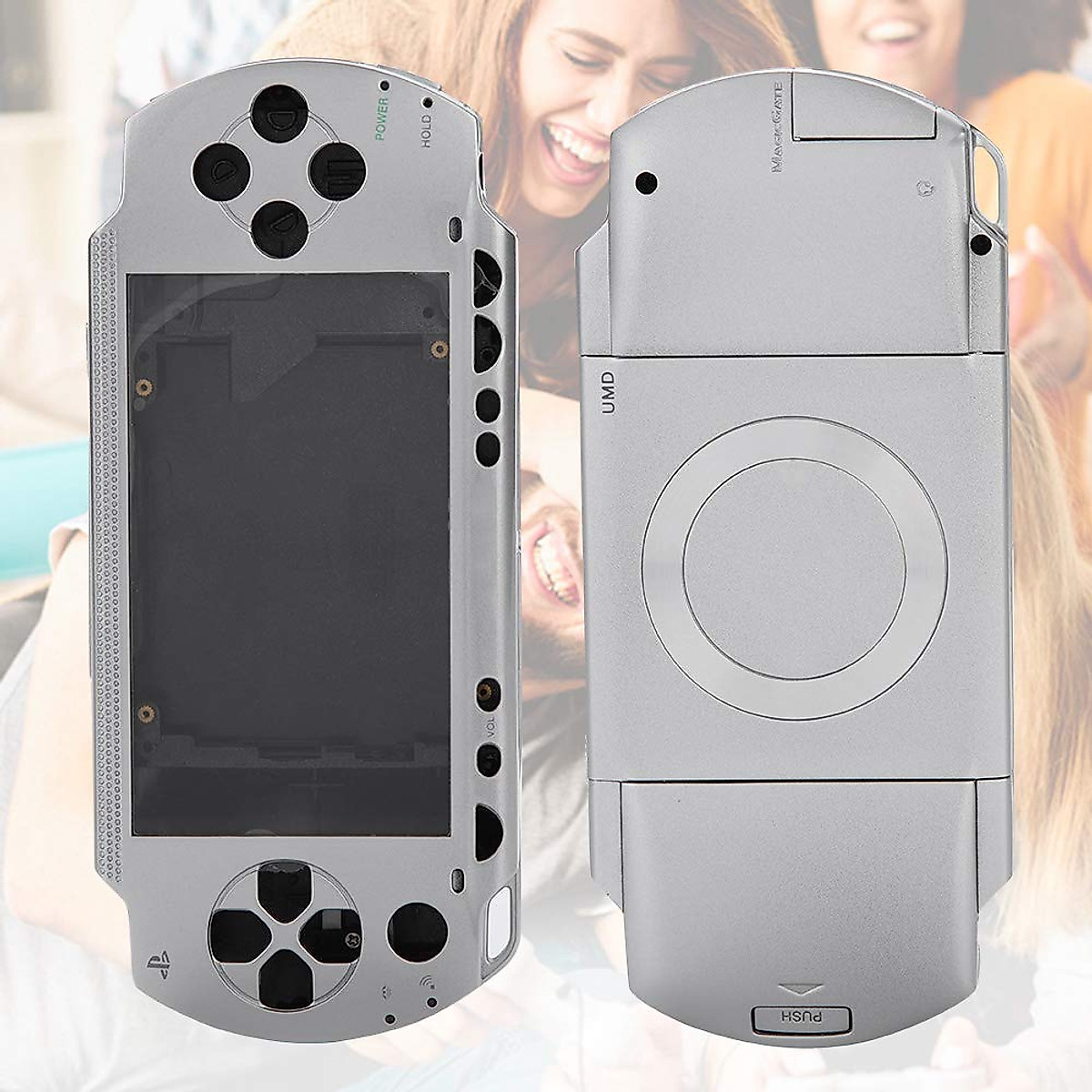 ASHATA Full Housing Repair Mod Case + Buttons Replacement Compatible for Sony PSP 1000 Console(Silver)