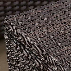 Christopher Knight Home Puerta Outdoor Wicker Sofa Set, Dark Brown And Beige