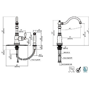 UF11240 Ultra Faucets Single-Handle Kitchen Faucet with Side-Spray