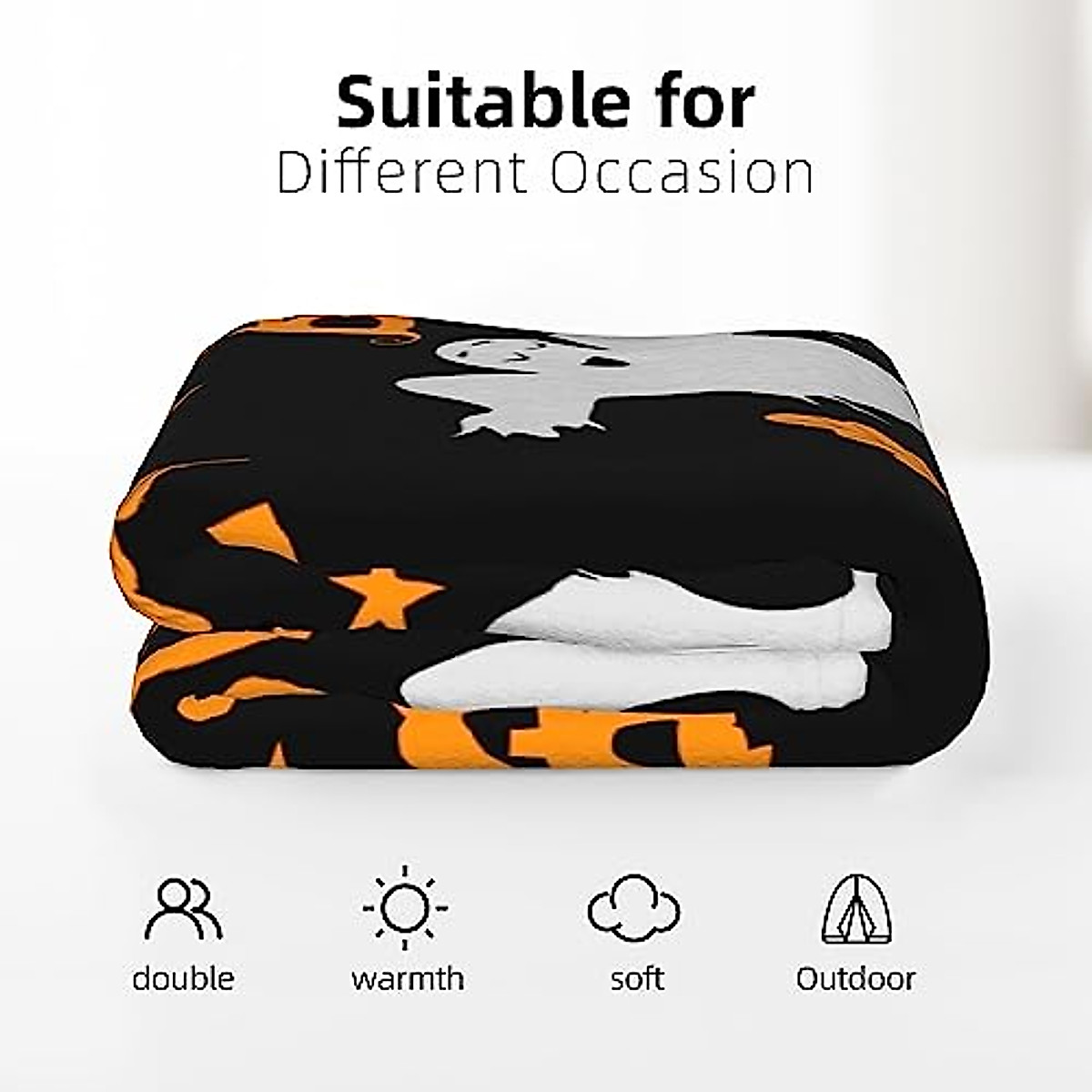 LAKIMCT Halloween Boo Blanket for Couch Bed Throw Blanket, Aesthetic Decorative Blanket for Travel Camping Comfy Blanket, Full Size Blanket, 70x80 inch