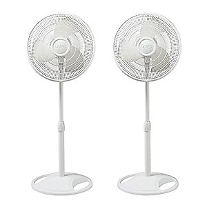 Lasko 16 Inch Oscillating Adjustable Tilting Pedestal Stand Fan, White (2 Pack) (2520 X 2)