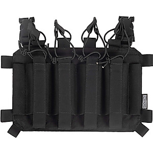 OneTigris SMG Magazine Pouch with Hook Backing Tactical Placard for MP5 MP7 Magazines with Elastic Retention Straps Black