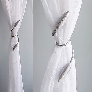 Valea Home 2 Pieces Curtain Tiebacks Clips Creative Window Drape Twist Tie Backs European Style Custom Made Curtain Holders Decorative Draperies Holdbacks, Silver Grey