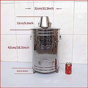 35L Stainless Steel Burn Barrel for Branches with Rack and Hook,Garden Incinerator Outdoor Bin for Burning Trash Leaf Yard Waste Debris Paper,Silver,35L