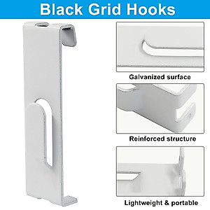 Biaungdo 60 Pcs White Notch Display Hooks, Gridwall Hooks Hangers, Metal Wire Grid Wall Picture Hook, Utility Gridwall Picture Hanging Hooks Accessories for Grid Panel Displays Office Home