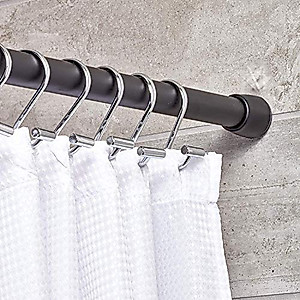 iDesign Cameo Metal Tension Curtain Rod for Bathtub, Shower Stall, Closet, Doorway, Expandable 50”-87”, Matte Black