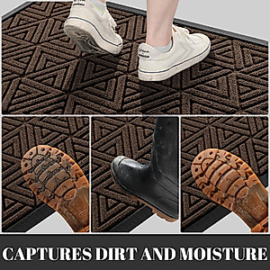 Yimobra Front Door Mat Outside Entrance 36 x 24, Waterproof and Washable Outdoor Mat, Non Slip Rubber Backing, Heavy Duty Welcome Matt for Home Entry Floor Porch Garage Office, Low Profile, Brown