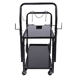 Fetcoi 2-Tier Welding Cart for TIG MIG Welder Plasma Cutter Gas Bottle, Portable Heavy Duty Rolling Welding Cart with Tank Storage Trolley Workshop Organize