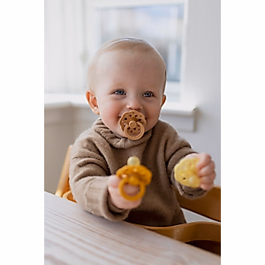 BIBS Pacifiers - Boheme Collection | BPA-Free Baby Pacifier | Made in Denmark | Set of 2 Woodchuck/Blush Color Premium Soothers | Size 6-18 Months