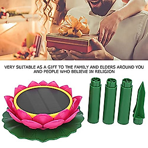 Tnfeeon Buddha Player,Pink Flower Style Solar Energy Charging Rainproof Sing Machine Ground Zombie Scripture Chanting Machine for Household Temple Outdoor Garden