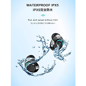 MEES Black True Wireless Earbuds Sports, Bluetooth 5.0 Headphones Waterproof IPX4, Richer Bass HiFi 3D Stereo in-Ear Earphones w/Mic, 3-4 Hours Playback Time, Noise Cancelling Headsets (Auto-Pairing)