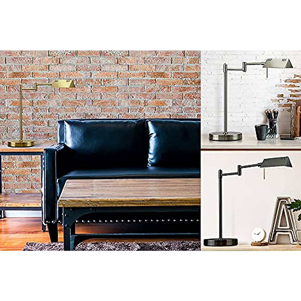 O'Bright LED Pharmacy Floor Lamp and Table Lamp Bundle, 12W LED, Full Range Dimming, 360 Degree Swing Arms, Reading Lamp, Task Lamp for Craft Work and Sewing, Brushed Nickel