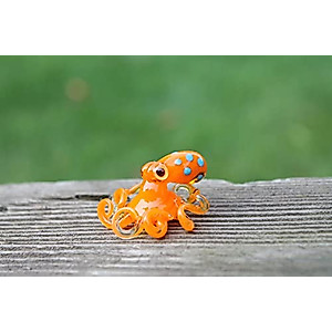 Orange Glass Tiny Miniature Octopus Souvenir Glass Octopus Souvenir Figurine Gift Art