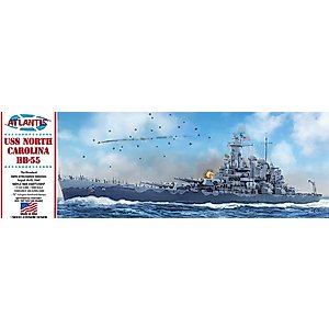 USS North Carolina BB-55 The Showboat Big Battleship 1/500 Scale Plastic Model kit by Atlantis