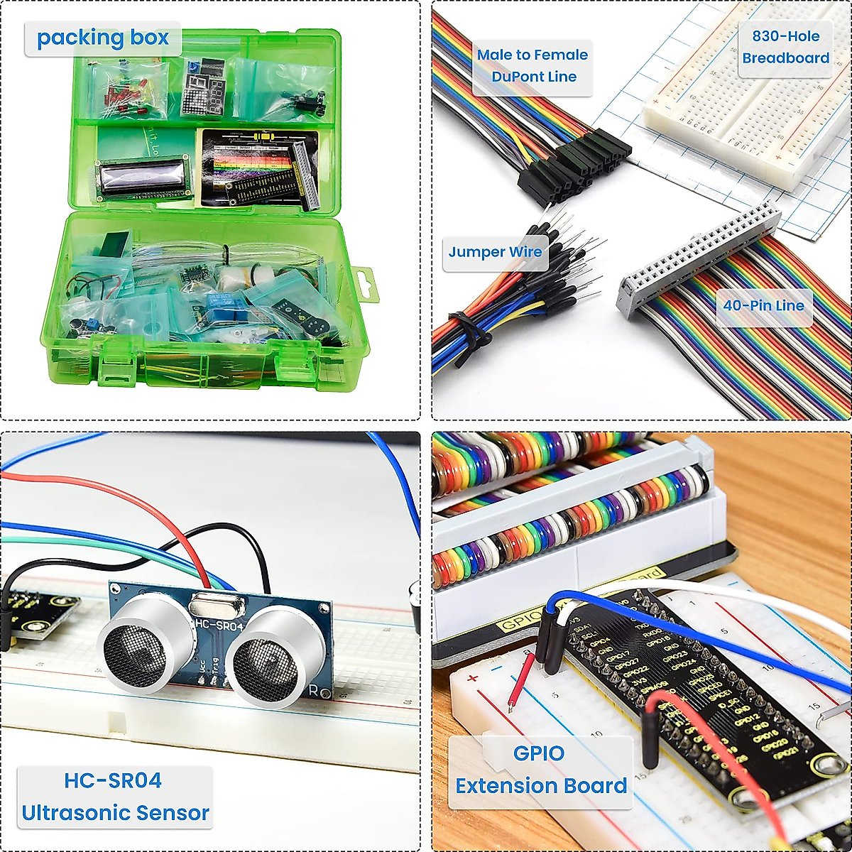 KEYESTUDIO Basic Starter Kit for Raspberry Pi 4 3 3B/2B/B+, with Tutorials C+ Python Java Code, Breadboard Solderless Electronic LCD Water Level Gas Sensor Programming Easy for Beginners