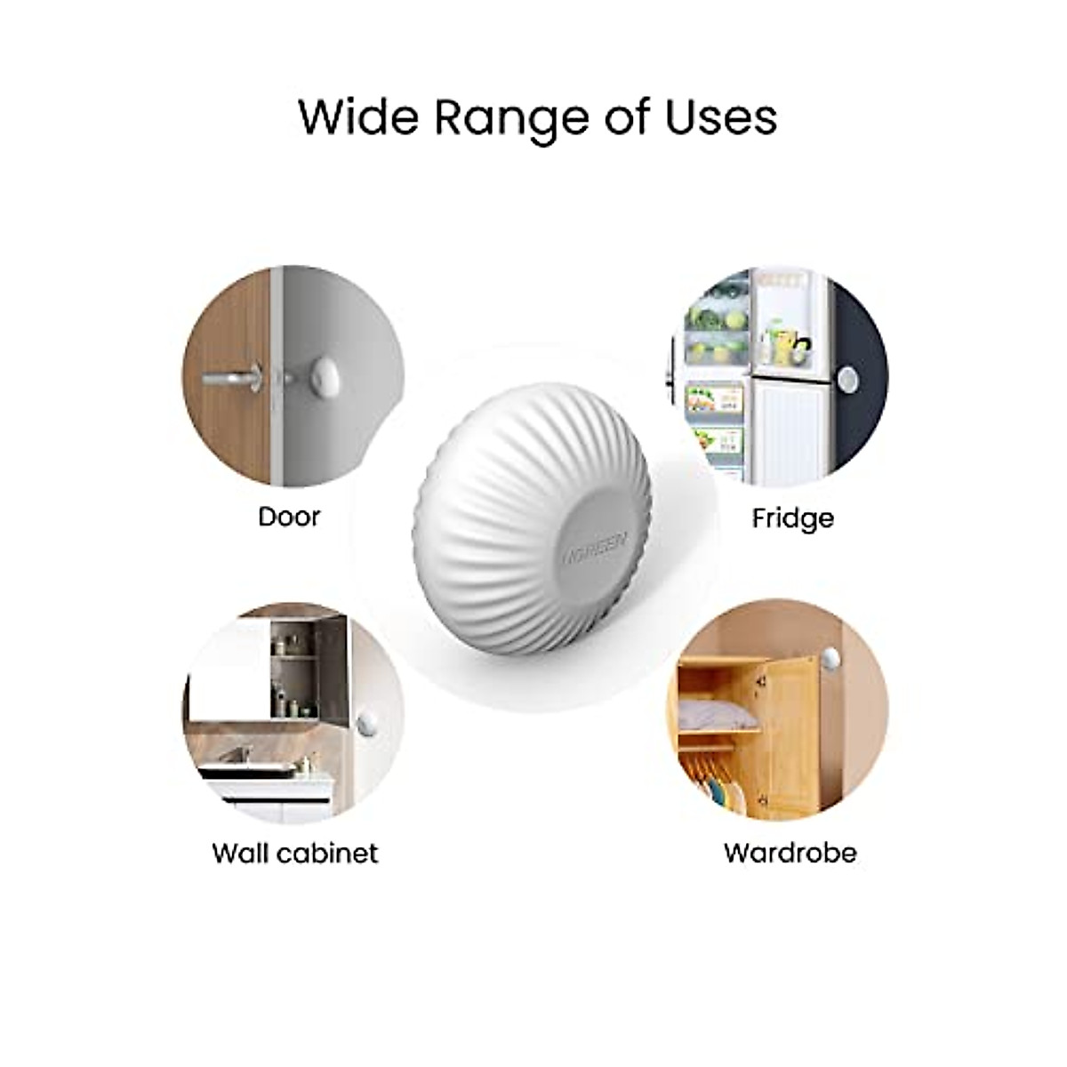 UGREEN Door Stopper Wall Protector Door Bumper Knob Shield Handle Guard Self Adhesive for Bedroom, Kitchen, Office, White 2 Pack