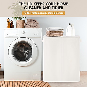 160L Laundry Hamper 3 Section, Dirty Clothes Hamper with Lid for Laundry, Large Laundry Basket with Removable Bags & Labels for Sorting, Hamper 3 Compartment for Laundry Room, Bedroom, Beige