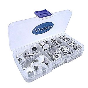 Vivixin 730pcs Self Adhesive Wiggle Googly Eyes, Black Plastic Googly Eye for Crafts, Wobbly Googly Eyes, Large and Small Assorted Sizes Sticker Eyes for DIY