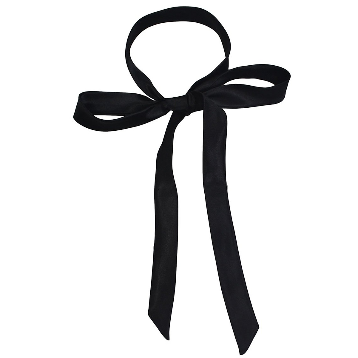 Women Long Silk Bow Tie, Ladies Satin Self Necktie/Ribbon BowTie For T-shirt Decoration Valentine's Day Gift W-B-T1 (black)