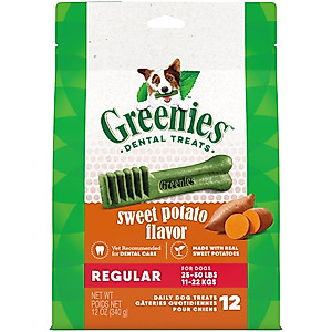 Greenies Natural Sweet Potato Flavor Dental Dog Treats 12 oz. Count of 12 Regular