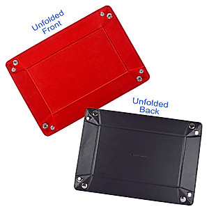 RNK Gaming Folding Dice Tray PU Leather and Red Velvet Rectangle for Dice Rolling Games Like DND d&d