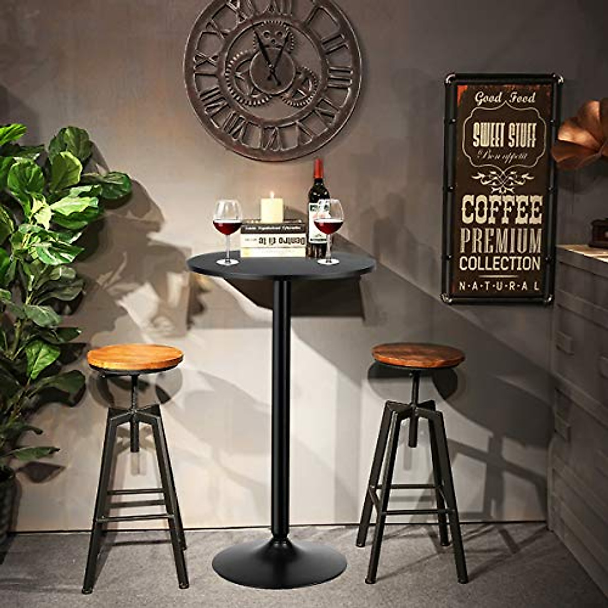 Giantex Pub Bar Table 24-Inch Round Top 40-Inch Height Modern Style Standing Circular Cocktail Table Suitable for Living Room,Restaurant Bistro Table (1)