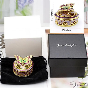 JWT Astyle Elegant Butterfly Jewelry Trinket Boxes.Enameled Decorative Keepsake Ring Box Holder Necklace Earrings Organizer Home Decor.Butterfly Gifts for Women