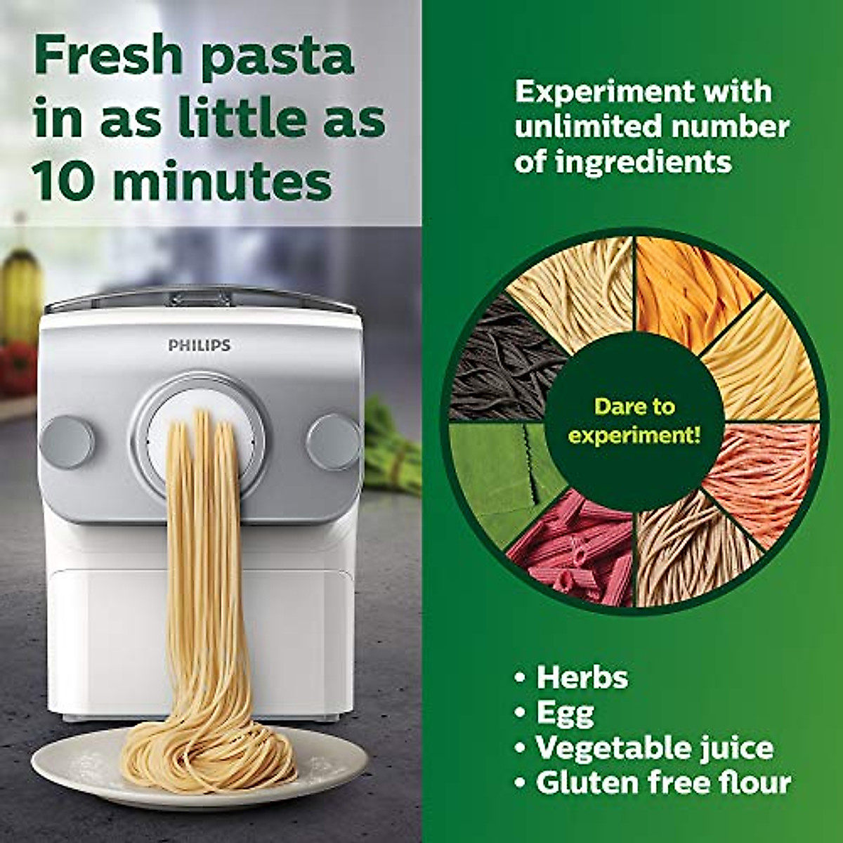 Philips Kitchen Appliances Pasta and Noodle Maker Plus, Large, HR2375/06