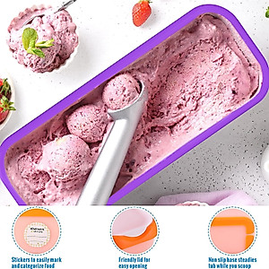 KisSealed 4 Pack Ice Cream Containers,Reusable Homemade Ice Cream Tubs,1.5 Qt Storage Freezer Ice Cream Container with Lids and Spoon for Yogurt, Sorbet, ect.