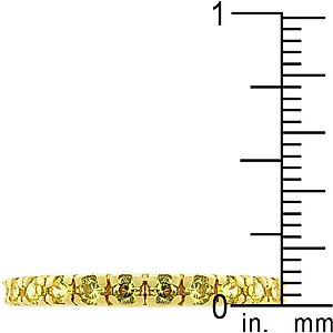 Kate Bissett 18k Gold Plated Eternity Ring with Channel Set Yellow Cubic Zirconia Size 7