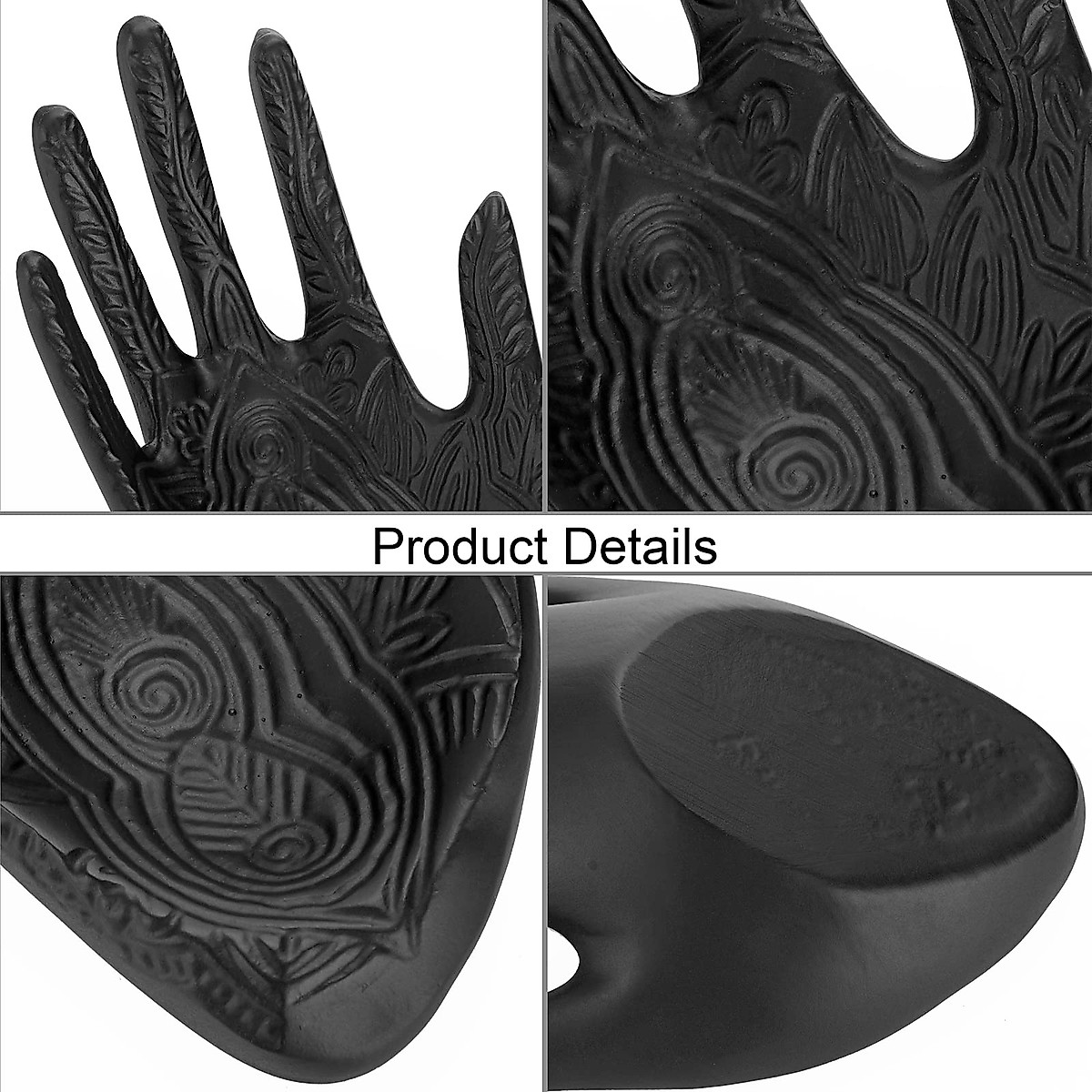 ELLDOO Buddha Hand Jewelry Tray Rings Holder Jewelry Display Hand jewelry Holder Trinket Dish Storage Decoration, Black