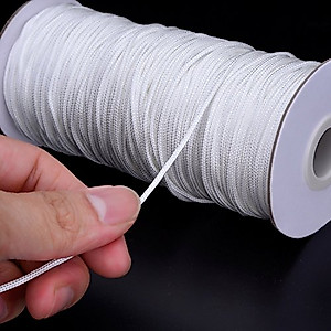 1.8 mm White Braided Lift Shade Cord 55 Yards/Roll with 4 Pieces White Wood Pendant for Aluminum Blind Shade, Gardening Plant and Crafts (White)