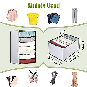 Prisame 2 Pack Wardrobe Clothes Organizer, 7 Grids Clothes Organizer for Folded Clothes, Washable Drawer Organizers for Clothing, Closet Organizers and Storage Jeans T-shirts Pants Leggings