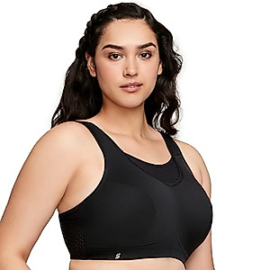 Full Figure Plus Size No-Bounce Camisole Elite Sports Bra Wirefree #1067 Black