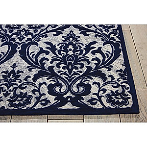 Nourison Damask Vintage Grey 8' x 10' Area -Rug, Easy -Cleaning, Non Shedding, Bed Room, Living Room, Dining Room, Kitchen (8x10)